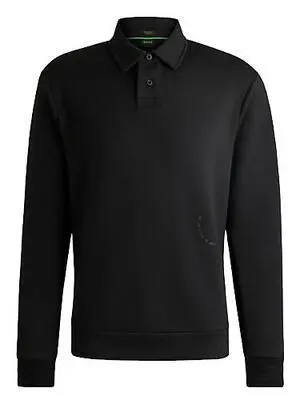BOSS Logo-emed Relaxed-fit Stretch Cotton-blend Polo Shirt - Black