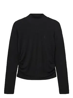 ALLSAINTS Rina Roll-neck Stretch-woven Top - Black