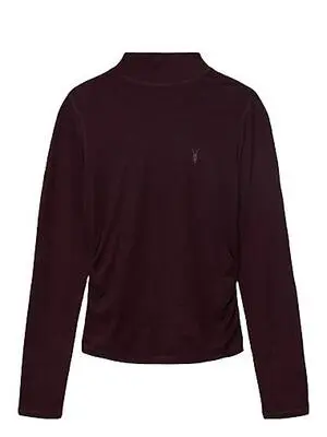 ALLSAINTS Rina Roll-neck Stretch-woven Top - Oxblood Red