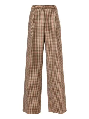 Dries Van Noten Checked Wool Wide-leg Trousers - Brown