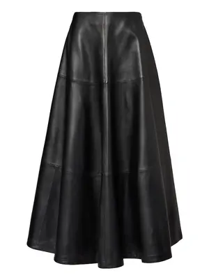 Altuzarra Varda Leather Midi Skirt - Black