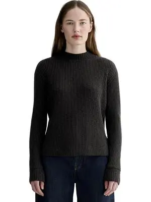 Everlane Cozy Rib Funnel-Neck Top Black