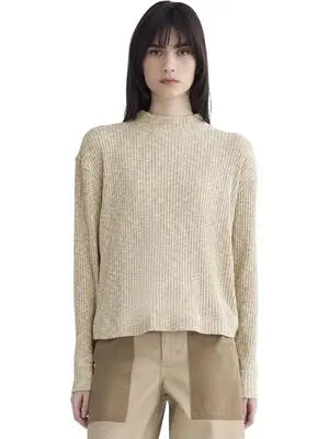 Everlane Cozy Rib Funnel-Neck Top Cornstalk / Bone Twist