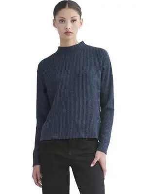 Everlane Cozy Rib Funnel-Neck Top Navy