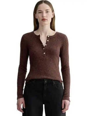 Everlane Cozy Rib Henley Dark Mahogany