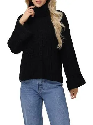 525 America 525 Vida Bell Sleeve Turtleneck Sweater Black