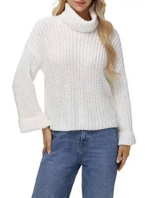 525 America 525 Vida Bell Sleeve Turtleneck Sweater Chalk