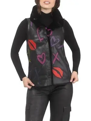 Gorski Reversible Shearling Vest - Black