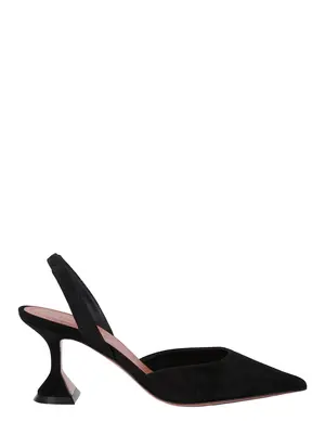 Amina Muaddi Suede Holli Slingback Pumps 70 - Black