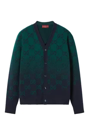 Gucci GG Dégradé Wool Jacquard Cardigan Green