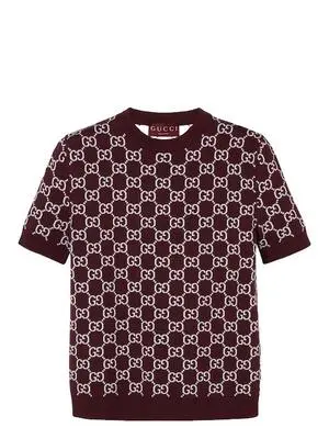 Gucci Reversible Gg Wool Jacquard Top - Bordeaux