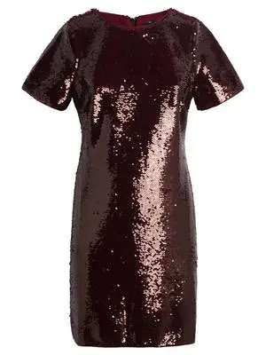 Maje Sequinned Mini T-Shirt Dress Red