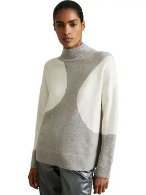 REISS Georgia Colourblock Jumper - Ivory/grey