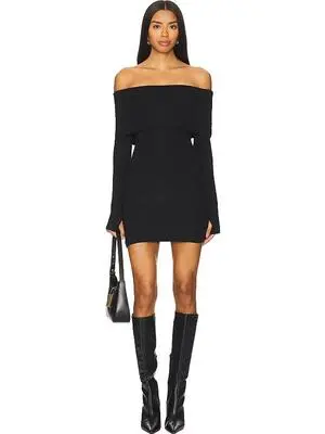 Superdown Off-the-shoulder Ribbed Mini Dress - Black