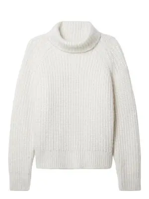 NILI LOTAN Amaya Ribbed Cashmere Turtleneck Sweater - Ivory