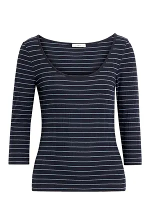 Vince Striped Ribbed-knit Top - Navy