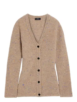 Theory Donegal Bouclé-knit Merino Wool-blend Cardigan - Sand