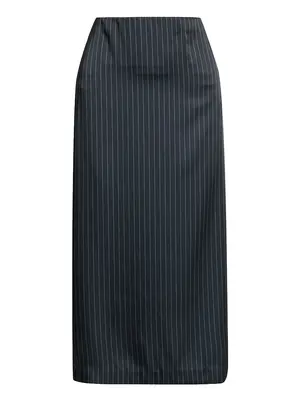 Vince Pinstriped Satin Midi Skirt - Midnight Blue