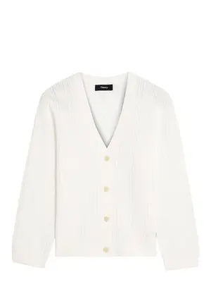 Theory Cropped Ribbed Cardigan - White
