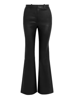 Theory Leather Flared Trousers - Black