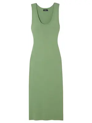 Theory Ribbed-knit Midi Dress - Sage Green
