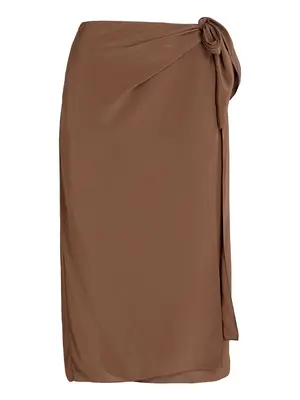 Theory Wrap-effect Crepe Midi Skirt - Brown
