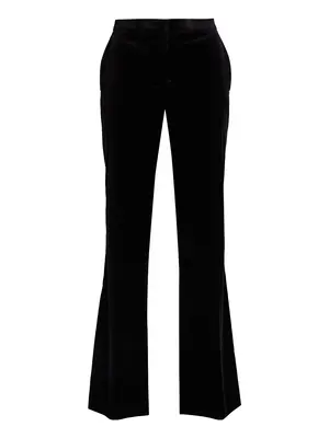 Theory Demitria Stretch Cotton-Velvet Flared Pants Black