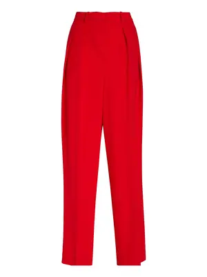 Theory Pleated Wide-leg Crepe Pants - Red
