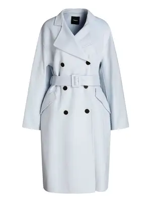 Theory Double-breasted Wool-cashmere Coat - Light Blue