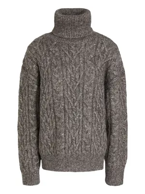 NILI LOTAN Annie Cable-knit Turtleneck Sweater - Dark Gray