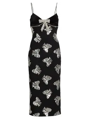 Rebecca Vallance Valor Sequined Bow Midi-dress - Black