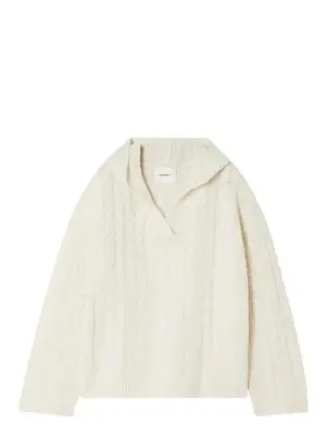 LISA YANG Cable-knit Cashmere Hoodie - Cream
