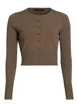 Jenni Kayne Finley Rib-knit Crop Cardigan - Olive