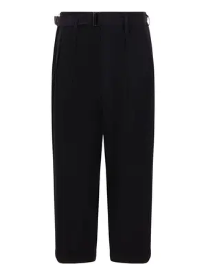 Yohji Yamamoto Belted Wool Trousers - Black