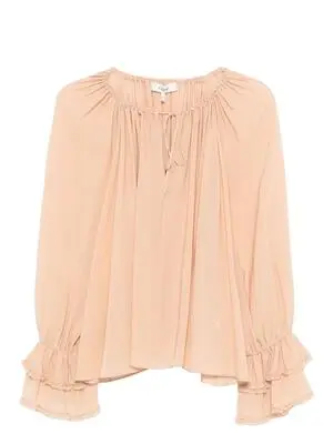 Chloé Gathered-detail Silk Blouse - Neutrals
