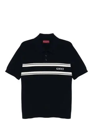 Gucci Logo-jacquard Polo Shirt - Blue