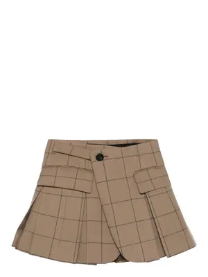 Sacai Windowpane-print Thigh-length Shorts - Brown