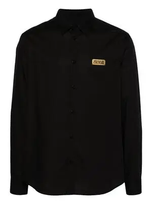 Versace Logo-plaque Cotton Shirt - Black