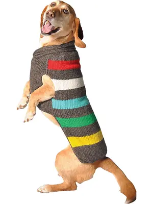 CHILLY DOG Charcoal Stripe Dog Sweater - Grey