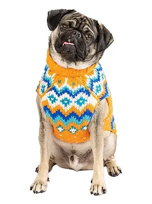 CHILLY DOG Artic Amber Fairisle Dog Sweater - White