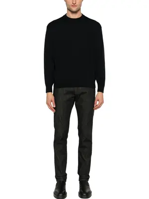 Emporio Armani Panelled Virgin Wool Sweater - Blue