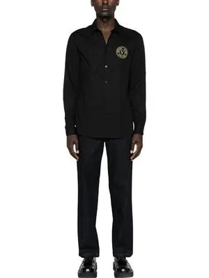 Versace Logo-embroidered Cotton Shirt - Black