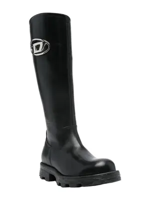 DIESEL Oval D-logo Boots - Black