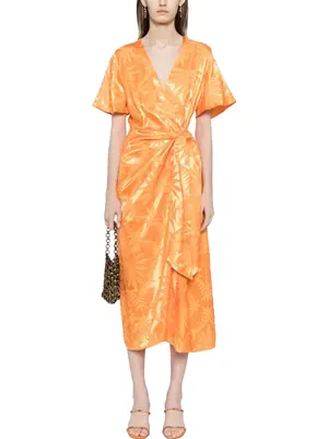 NEVER FULLY DRESSED Vienna Palm Print Dress - Orange