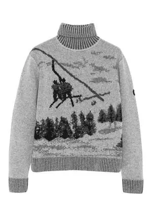 YVES SALOMON Jacquard Knit Jumper - Grey