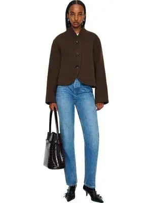 REFORMATION Owen Collarless Jacket - Brown
