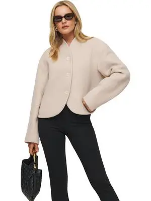 REFORMATION Owen Collarless Jacket - Ivory