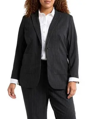 Universal Standard Pinstripe Notched Lapel Blazer - Graphite