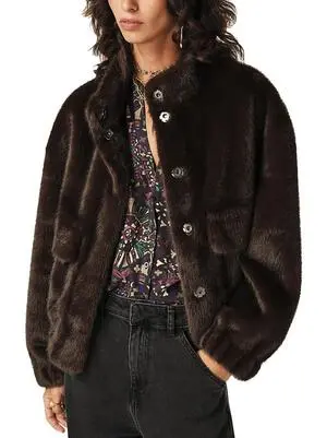 Ba&sh Paros Faux Fur Coat - Chocolate