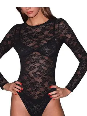 FLEUR DU MAL Le Stretch Thong Bodysuit - Black